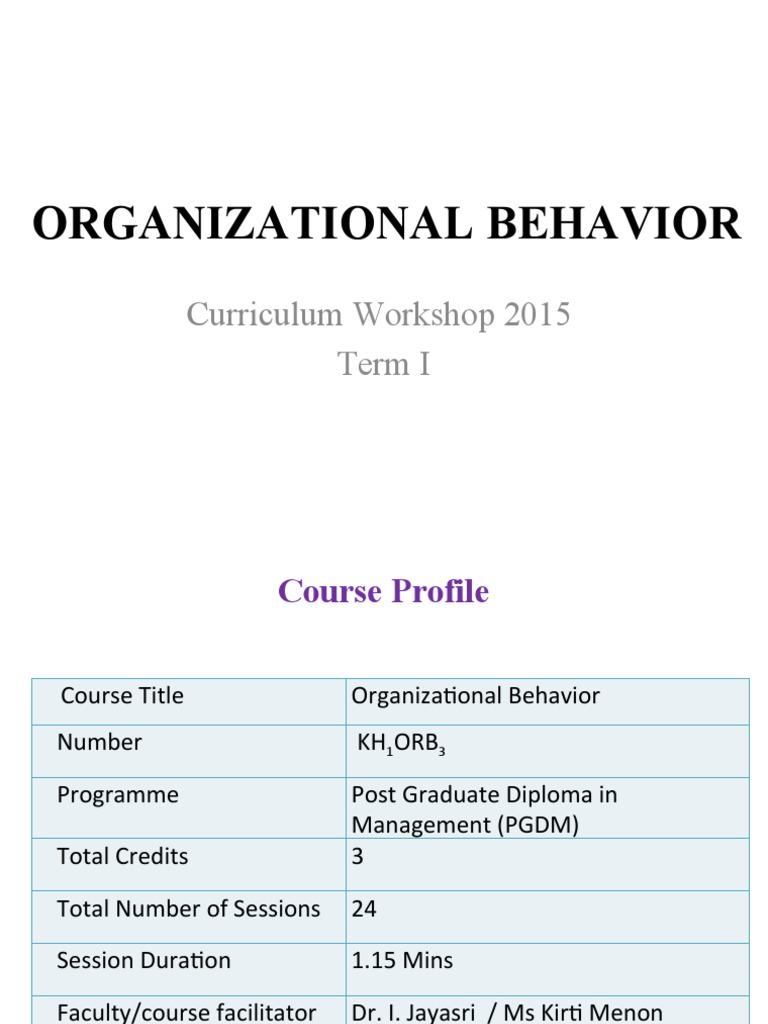 PGDM Organizational Behavior Course 2015 | PDF | Motivational | Motivation