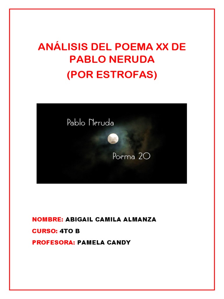 Análisis del Poema 20 de Neruda | PDF | Poesía | Amor