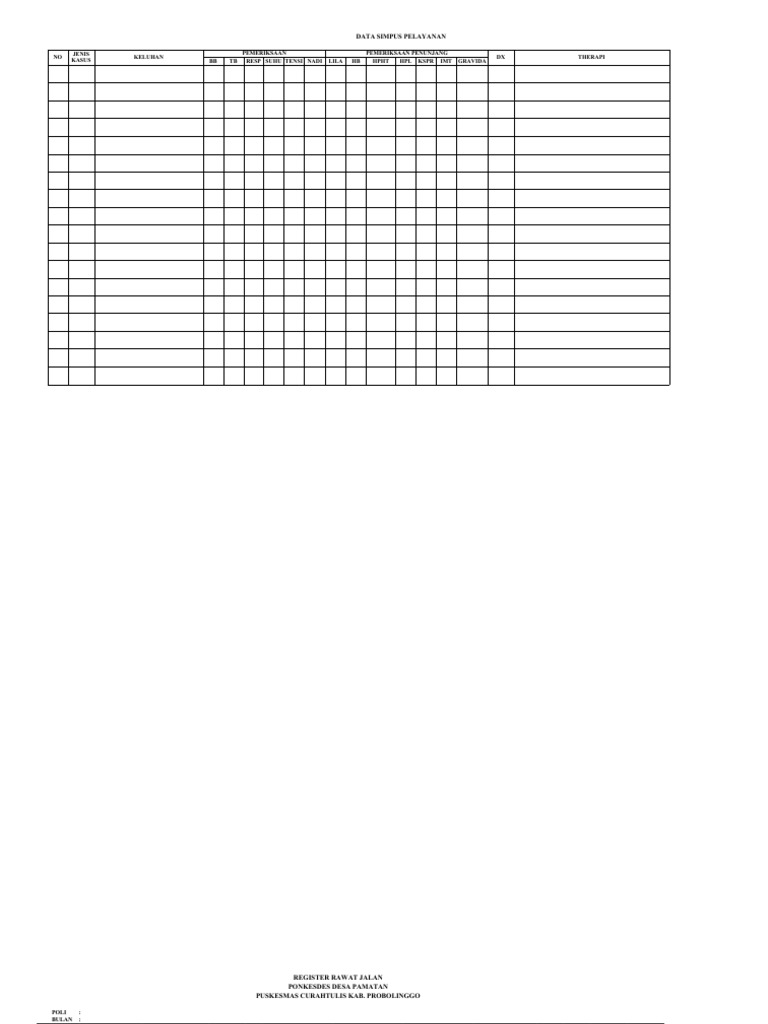 Register Simpus Pelayanan Ponkesdes | PDF