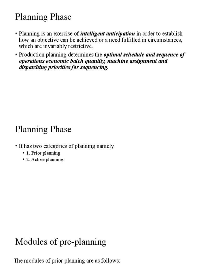 Planning Phase: Operations Economic Batch Quantity, Machine Assignment ...