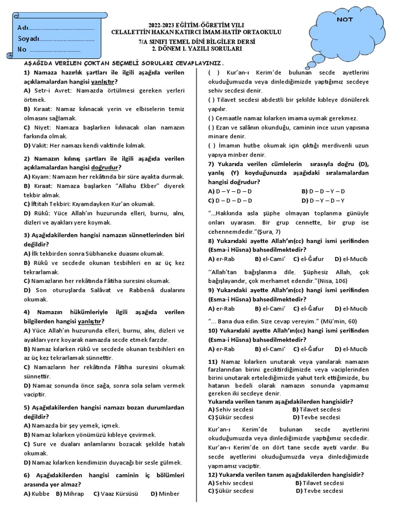 Sınnıf TDB 2. D. 1. Y. | PDF