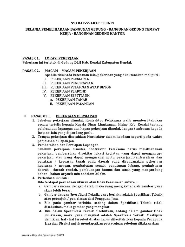 SPESIFIKASI TEKNIS pemeliharaan gedung | PDF