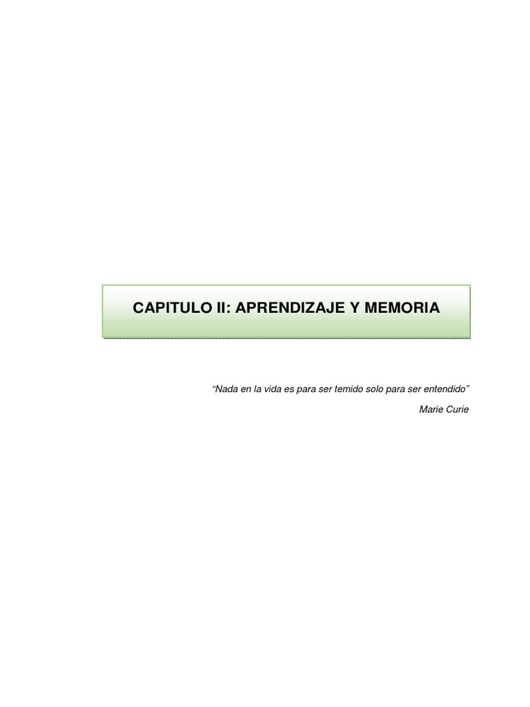 Capitulo Ii Aprendizaje Y Memoria Pdf Memoria Aprendizaje