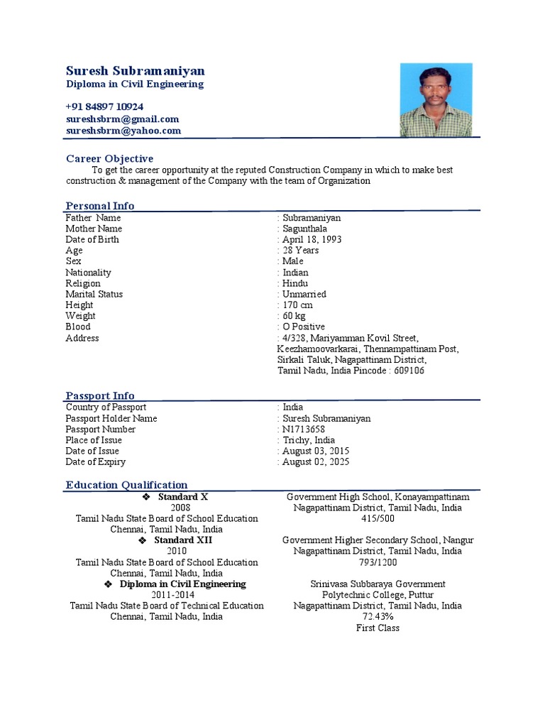 Suresh CV | PDF | Tamil Nadu