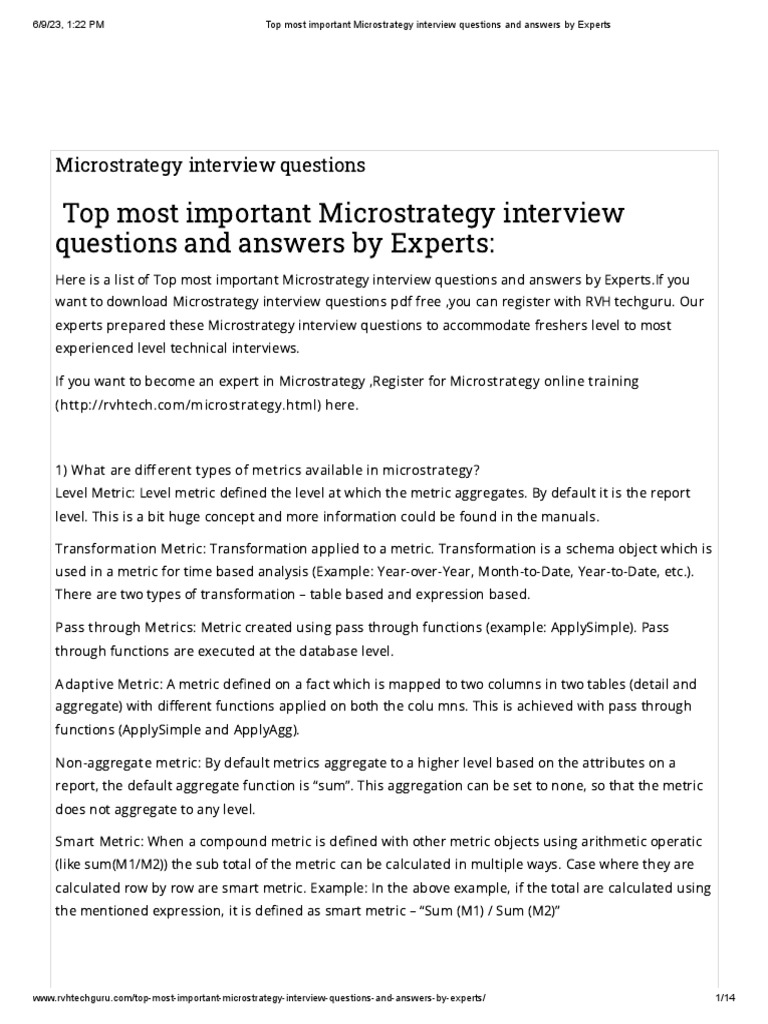 Top Most Important Microstrategy Interview Questions and Answers by ...