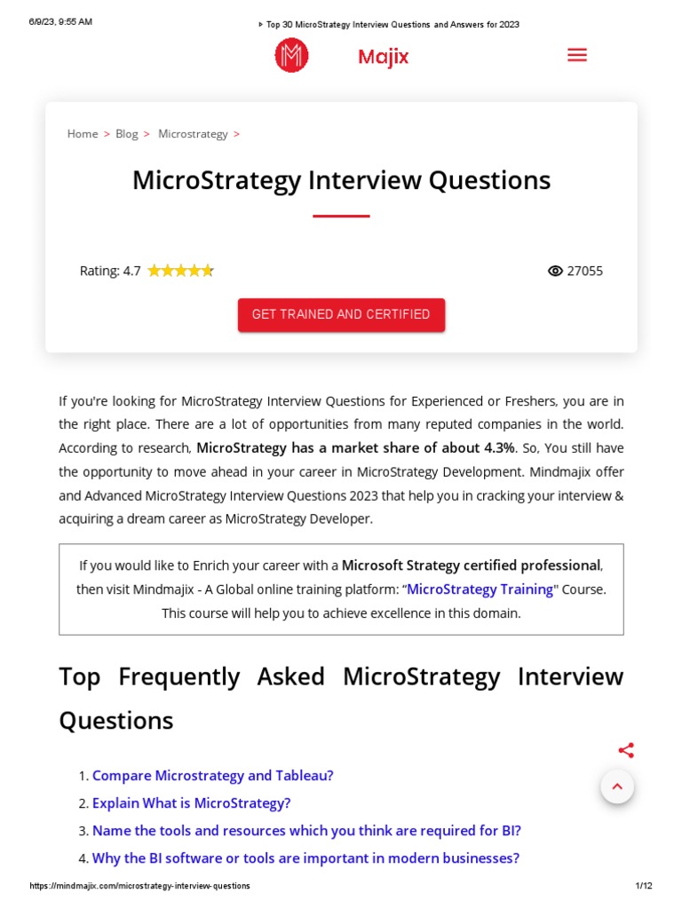 Top 30 MicroStrategy Interview Questions and Answers For 2023 | PDF ...