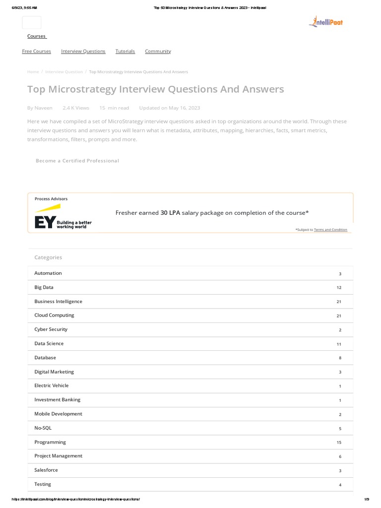 MicroStrategy Interview Q&A 2023 | PDF | Metadata | Databases