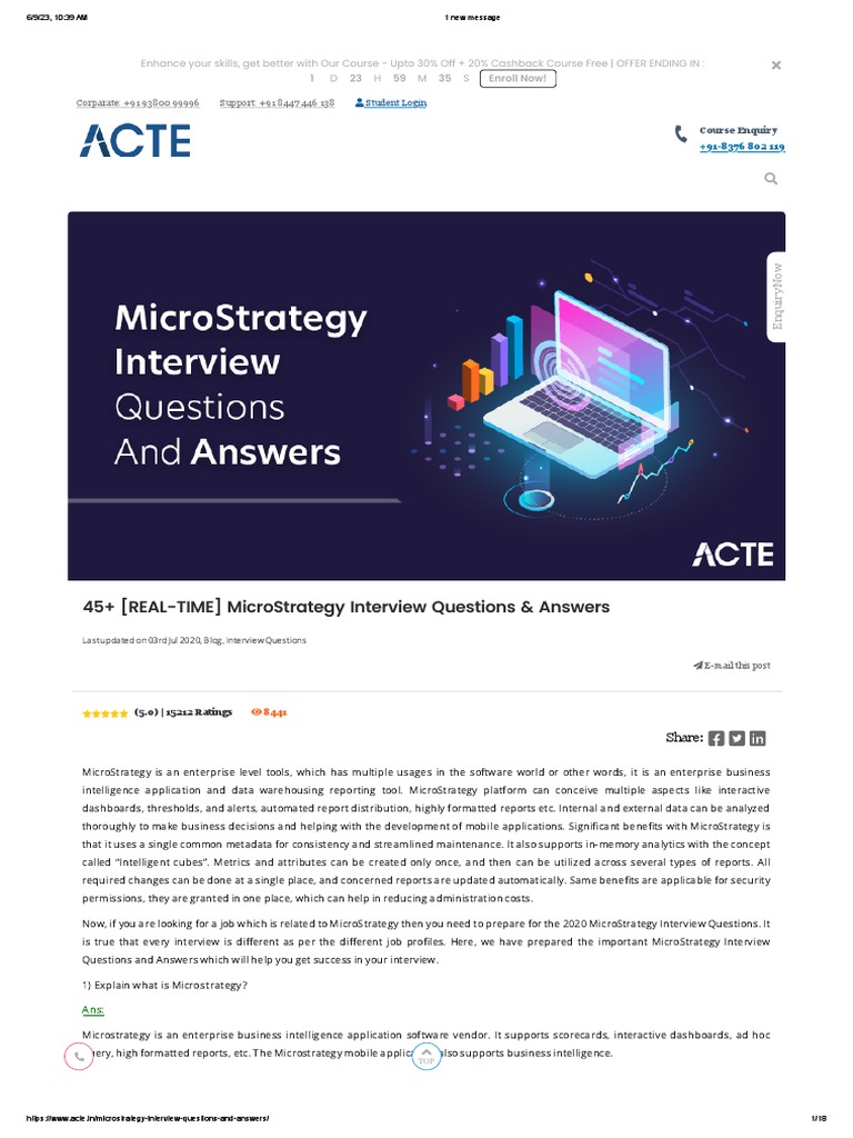 45+ (REAL-TIME) MicroStrategy Interview Questions & Answers | PDF