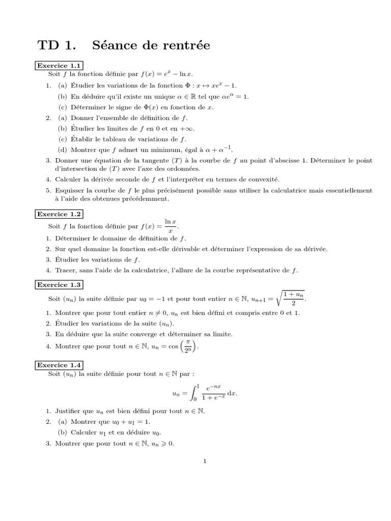 MATH Clement Dunand CPGE1 TD | PDF