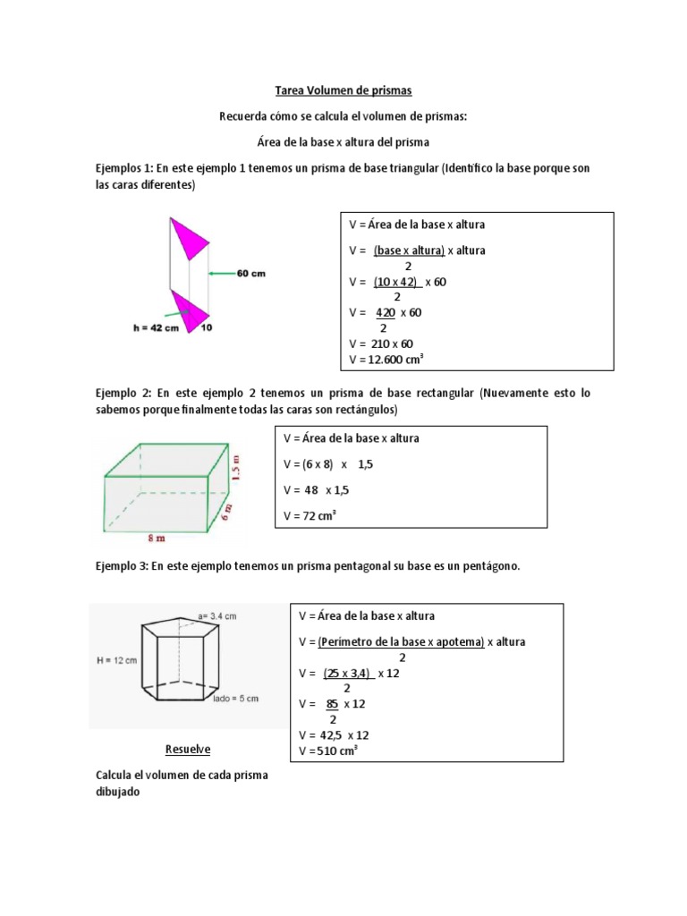 Guia Clase 9 Volumen Prismas | PDF