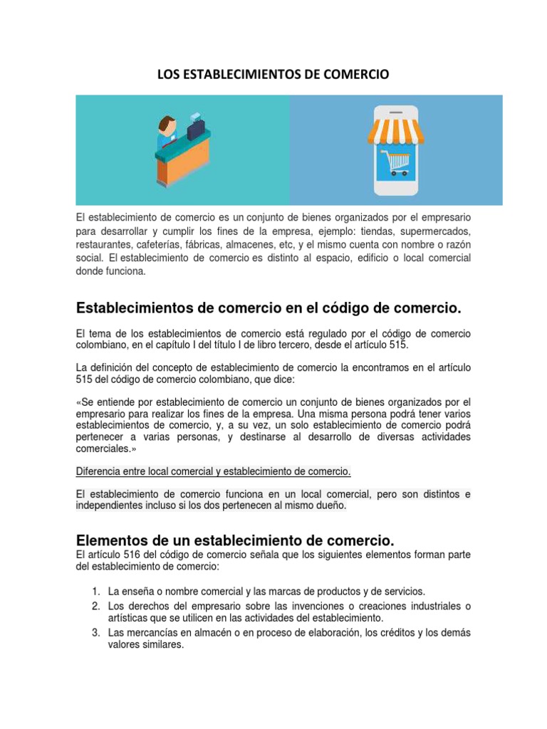 Definición y Elementos del Establecimiento Comercial | PDF | Comercio ...