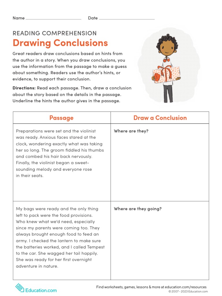 Reading Comprehension Drawing Conclusions | PDF