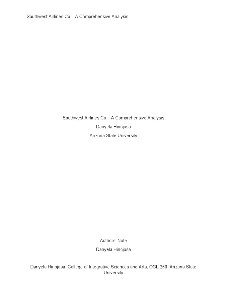Final Project - Southwest Airlines Co | PDF | Southwest Airlines | Airlines