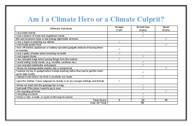 Am I A Climate Hero or A Climate Culprit 2 | PDF | Economy And The ...