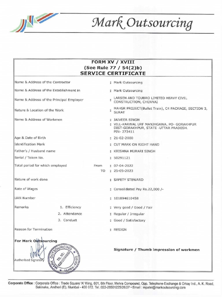 Experience Letter Safety | PDF