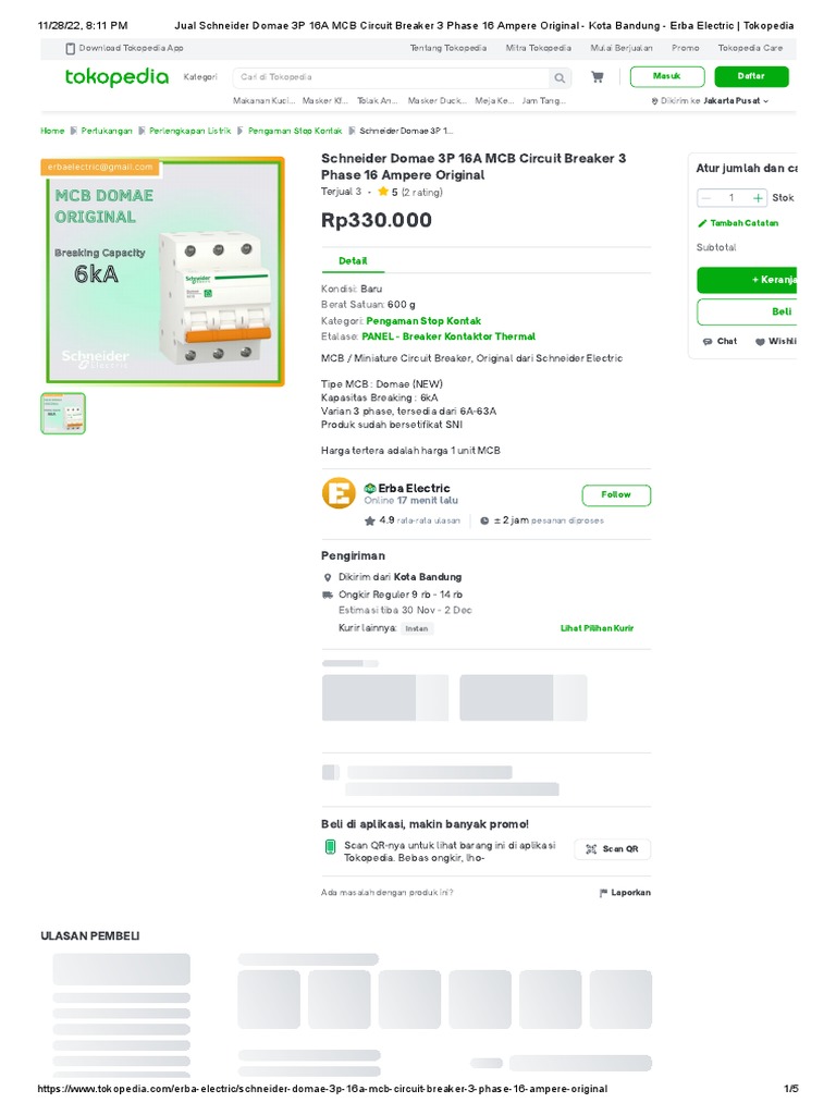 Schneider Domae 3P 16A MCB Circuit Breaker 3 Phase 16 Ampere Original ...