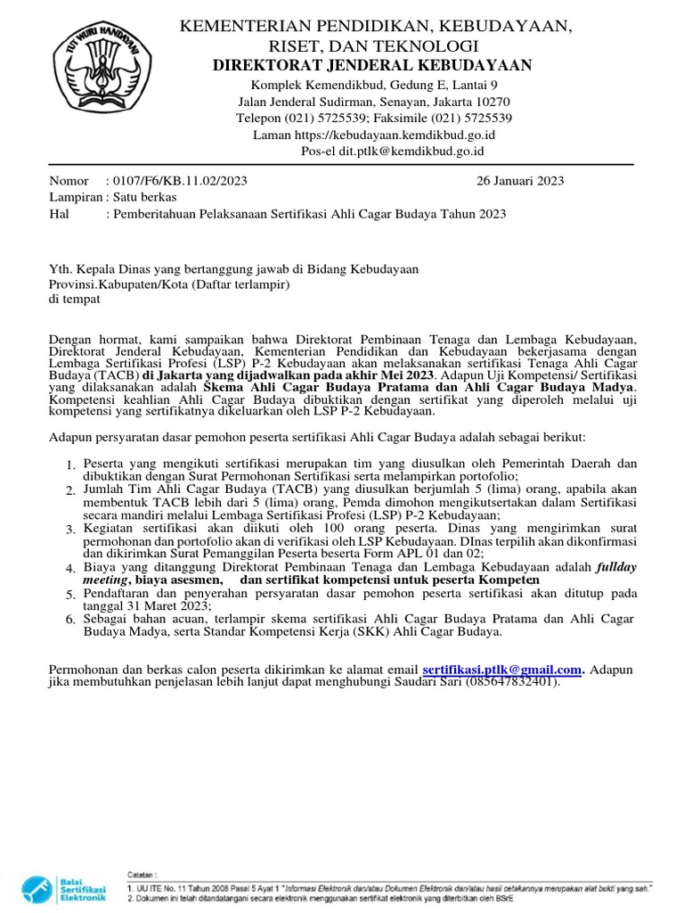 Pemberitahuan-Pelaksanaan TACB | PDF