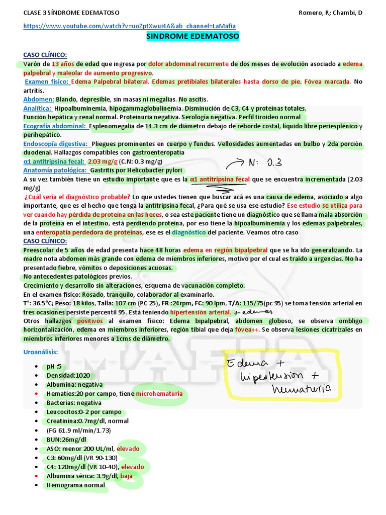 Síndrome Edematoso: Diagnóstico y Manejo | PDF | Edema | Enfermedades y ...