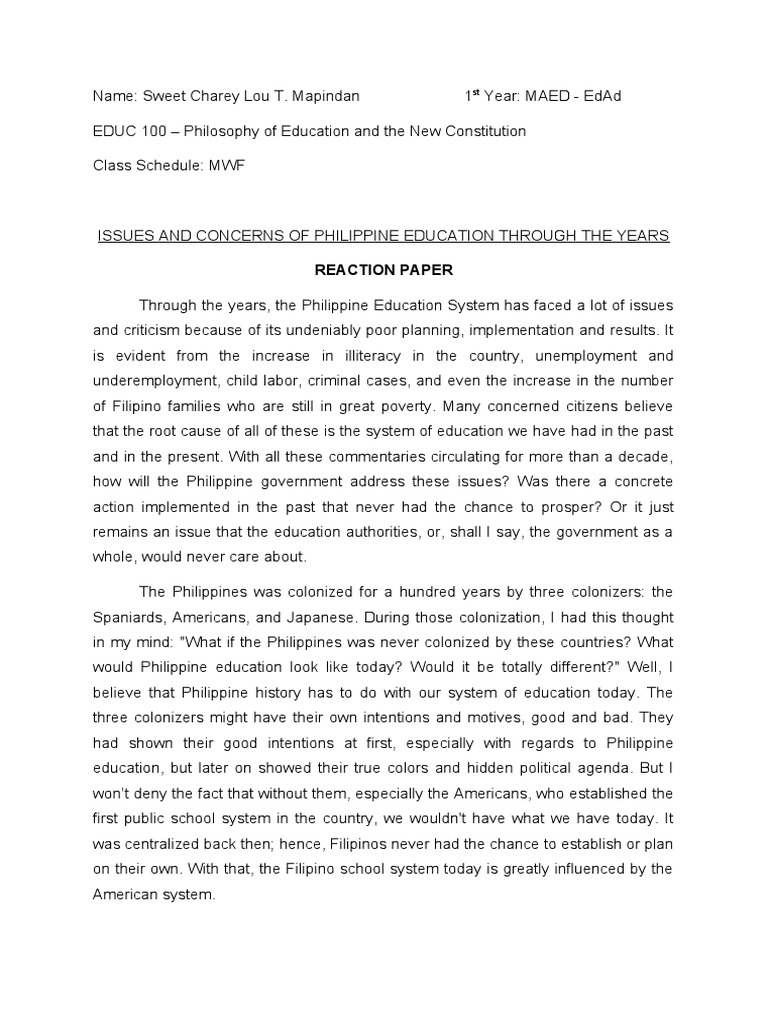 Issues and Concerns of Philippine Education Through The Years | PDF ...