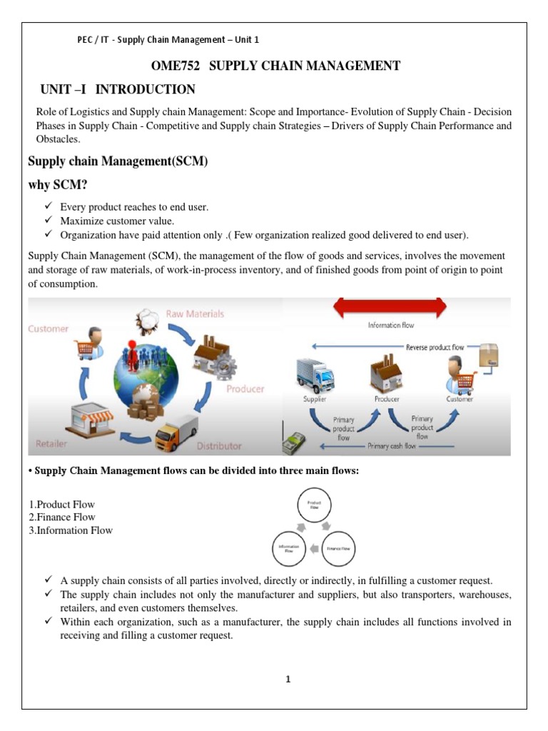 SCM Full Notes | Download Free PDF | Supply Chain Management | Supply Chain