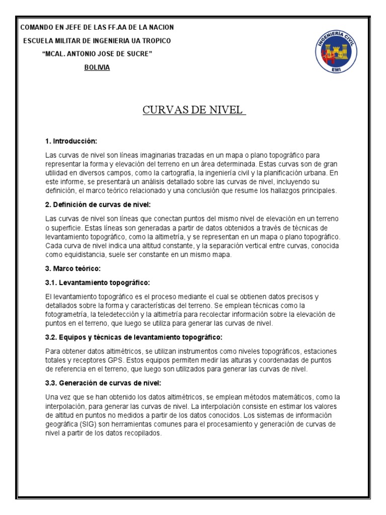 Curvas de Nivel: Definición y Generación | PDF | Topografía | Mapa