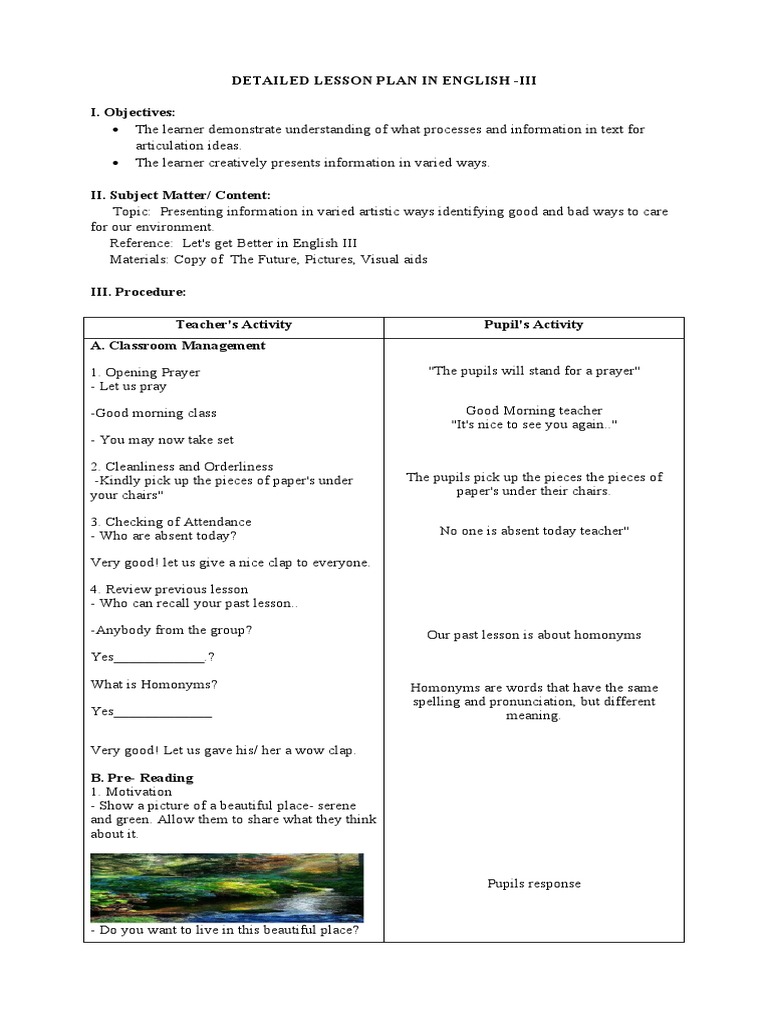 Detailed Lesson Plan in English Iii | PDF | Lesson Plan | Teachers