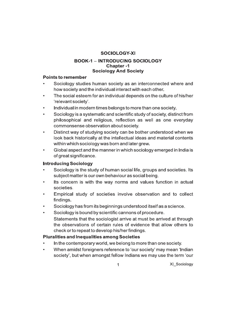 Chapter 1 Notes Sociology 11th Pdf