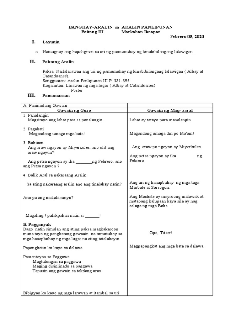 Daily Lesson Plan in Ap3. Day3 | PDF