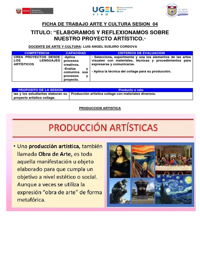 Ficha de Trabajo Arte y Cultura 04 Eda 2 | PDF | Evaluación | Collage