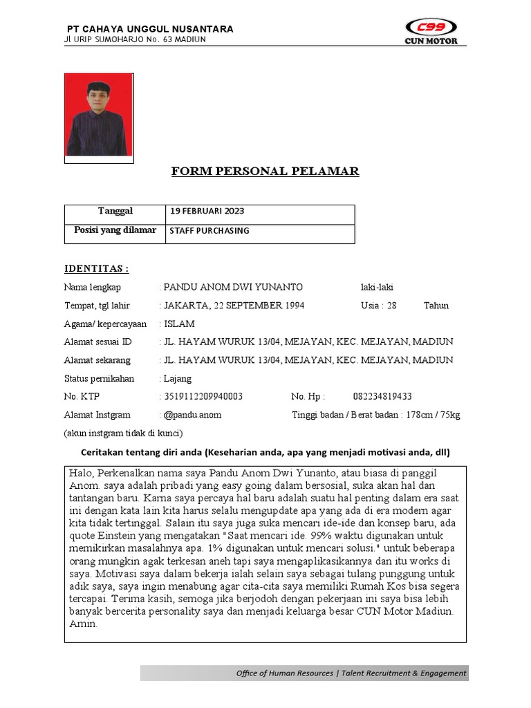 Form Personalia | PDF