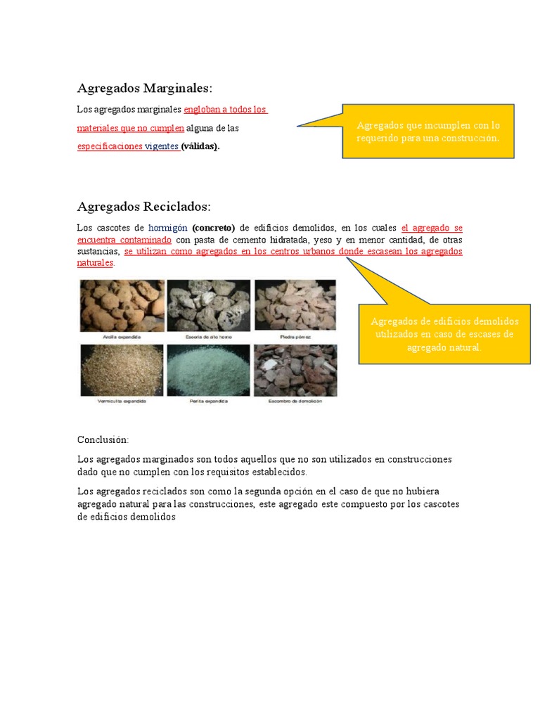 Agregados Reciclados y Naturales en Construcción | PDF