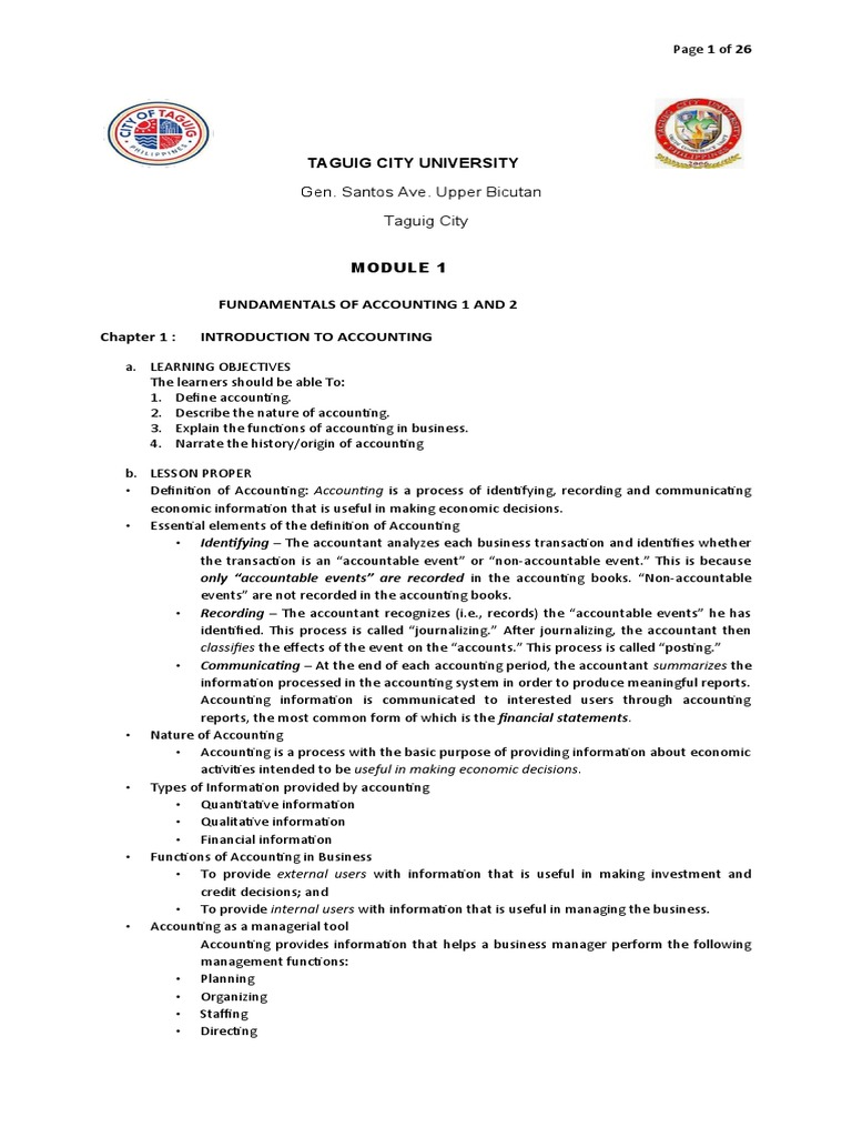 MODULE-FOR-FUNDAMENTALS-OF-ACCOUNTING | PDF | Debits And Credits | Expense