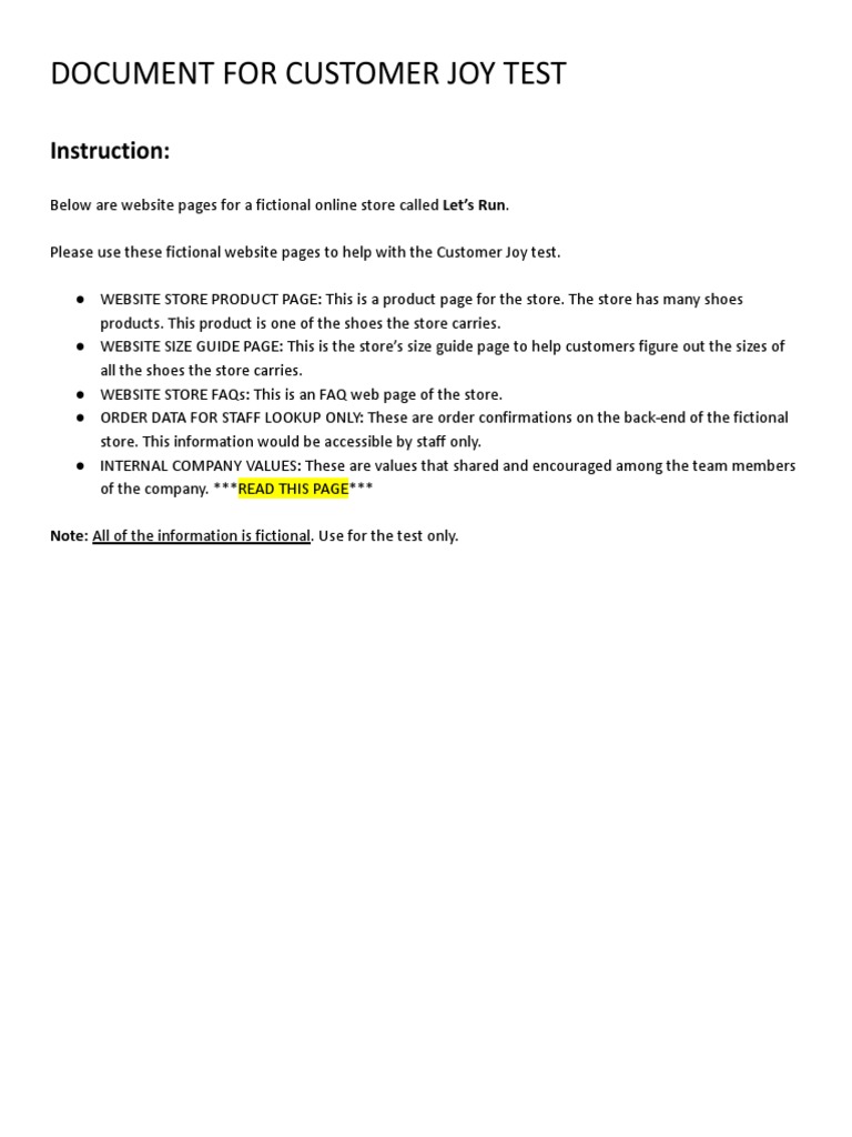 DOCUMENT FOR CUSTOMER JOY TEST | PDF | Shoe | Websites