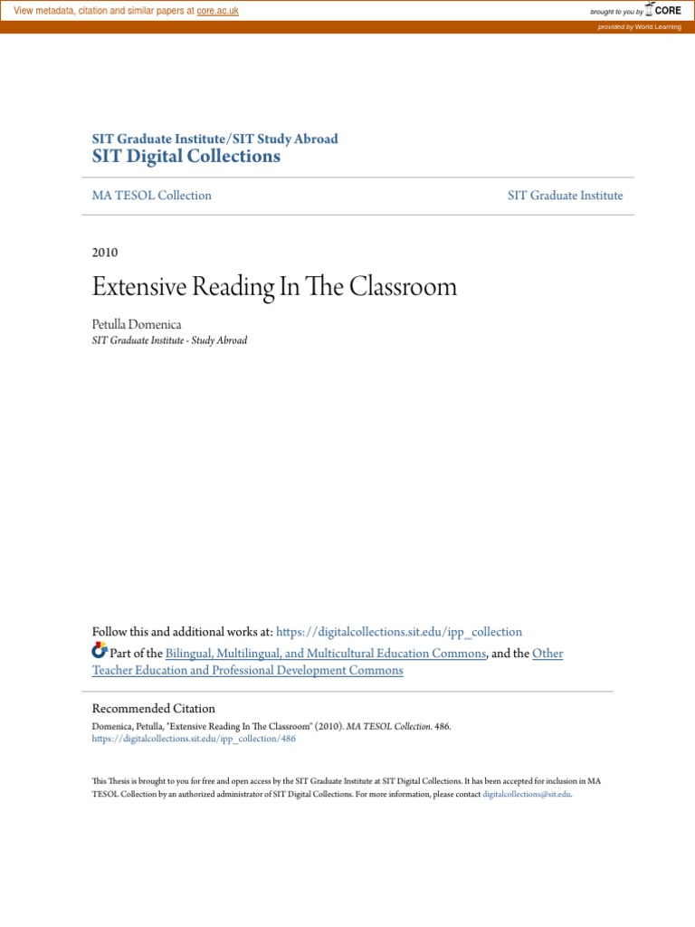 Extensive Reading in The Classroom | PDF | Fluency | English As A ...
