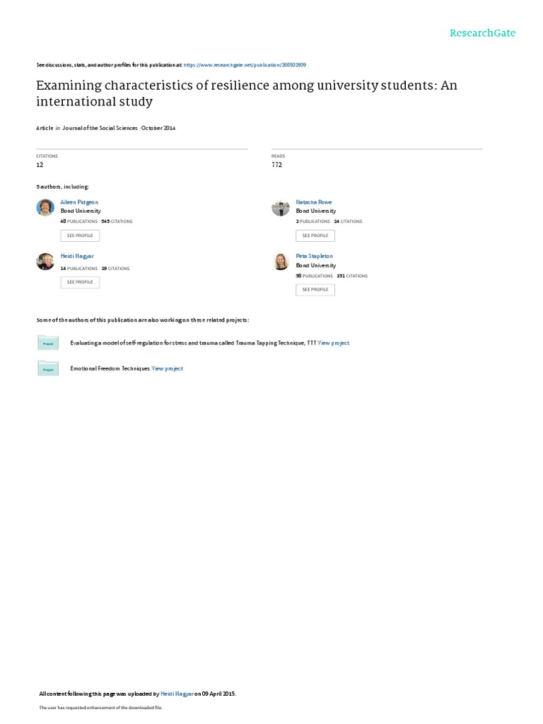 Pidgeon, A.M., Et Al. (2014) | Download Free PDF | Social Support | Psychological Resilience
