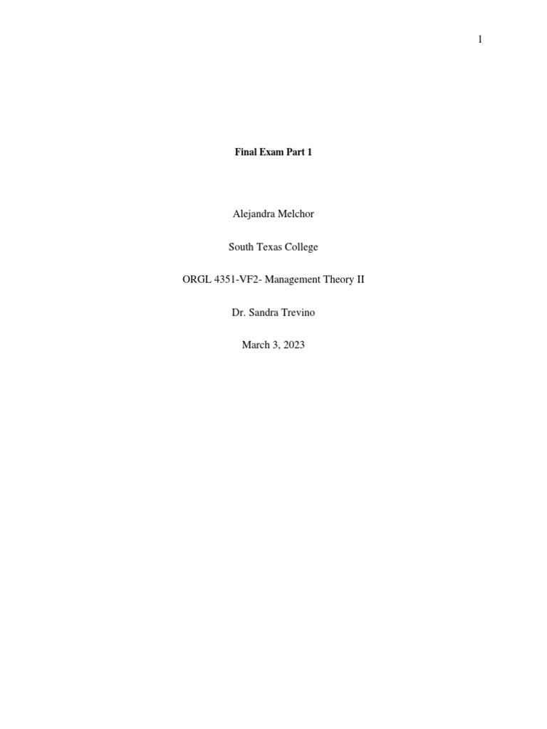 Final Exam Part 1 Management Theory II Updated | PDF | Apple Inc ...