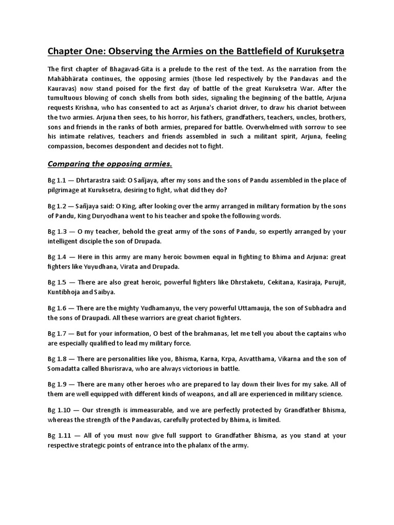 BG - Chapter 1 | PDF | 1st Millennium Bc Books | Mahabharata