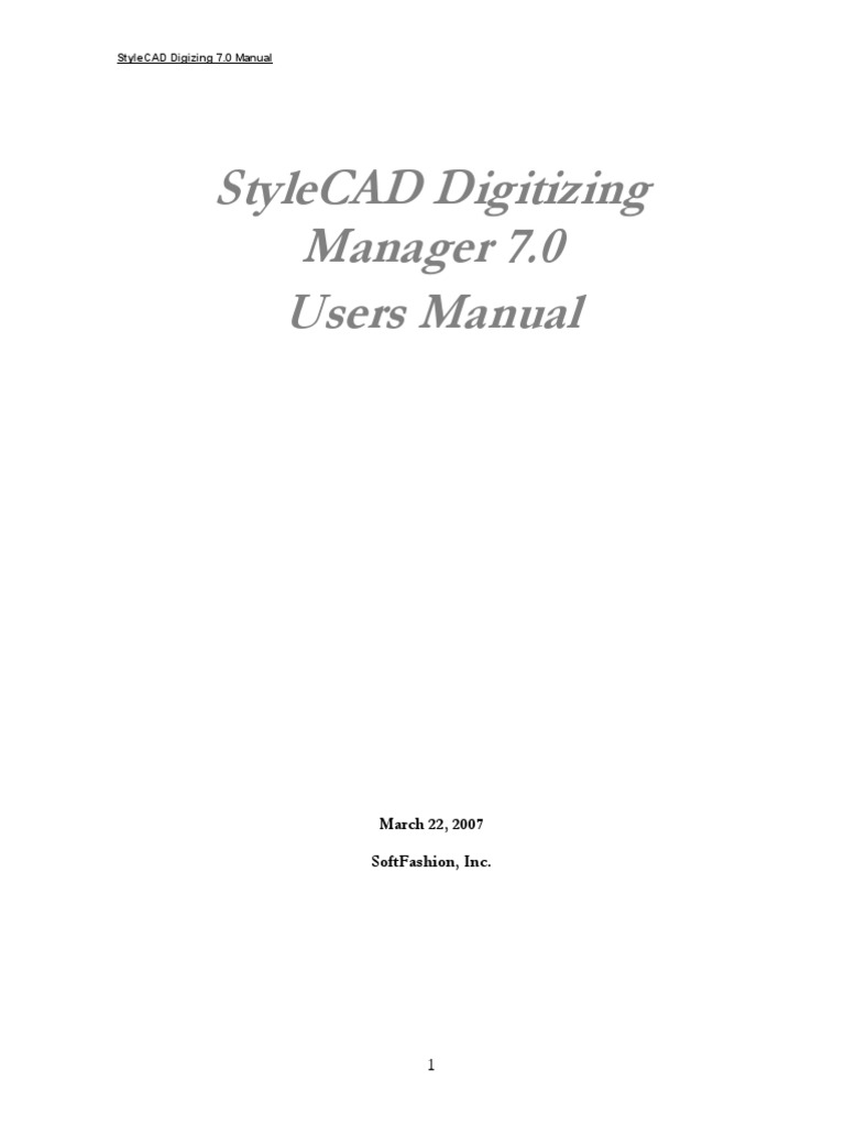 StyleCAD V7 Digitizing Manual | PDF | Menu (Computing) | Directory (Computing)