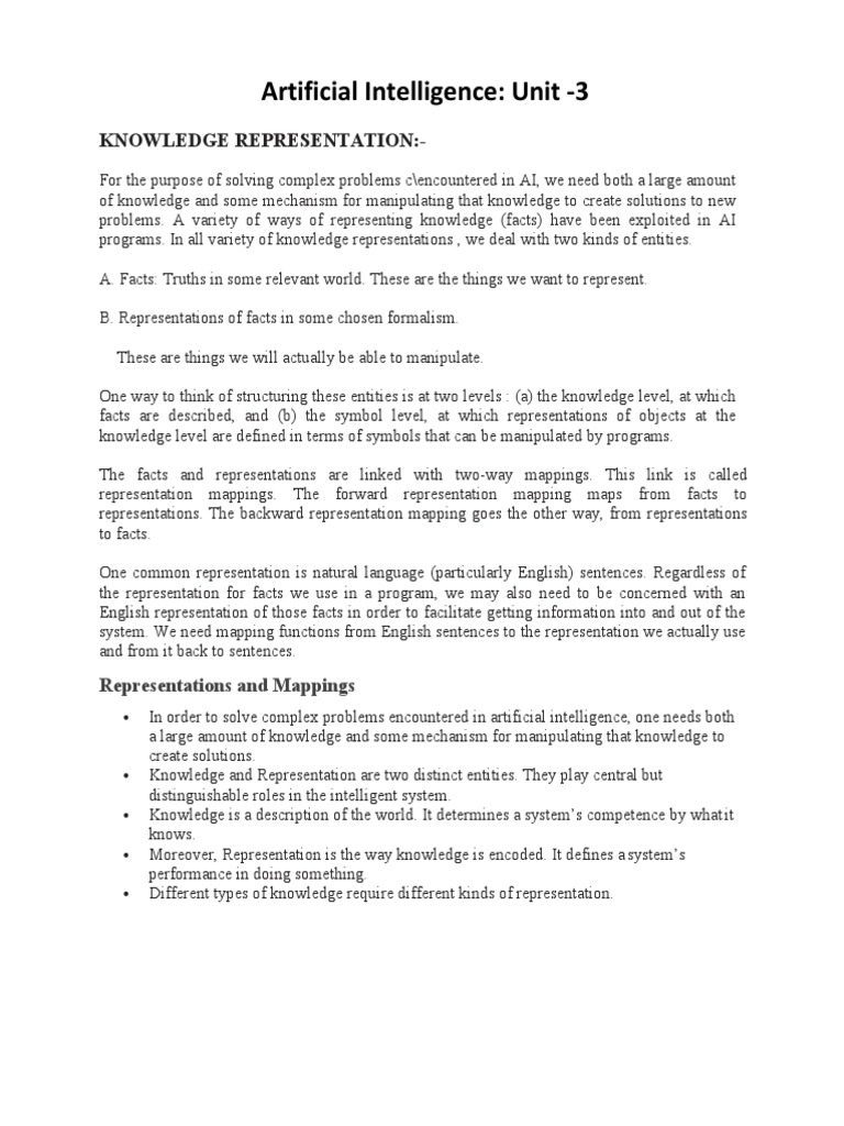 Unit Iii | PDF | Deductive Reasoning | Knowledge Representation And Reasoning