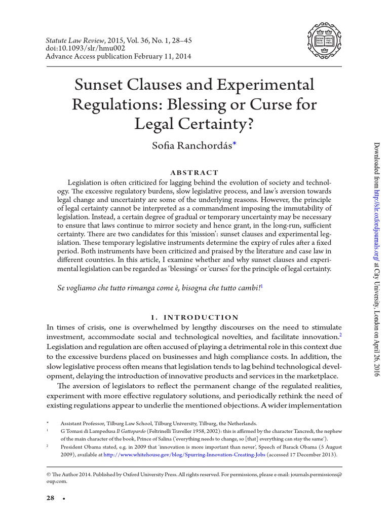 Sunset Clause and Experimental | PDF | Governance | Political Science