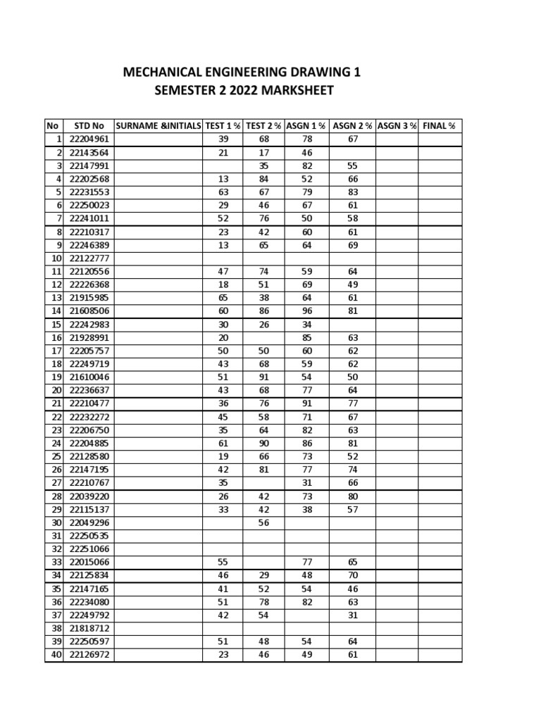 2022 Sem 2 S1 Mech Eng Drawing 1 | PDF