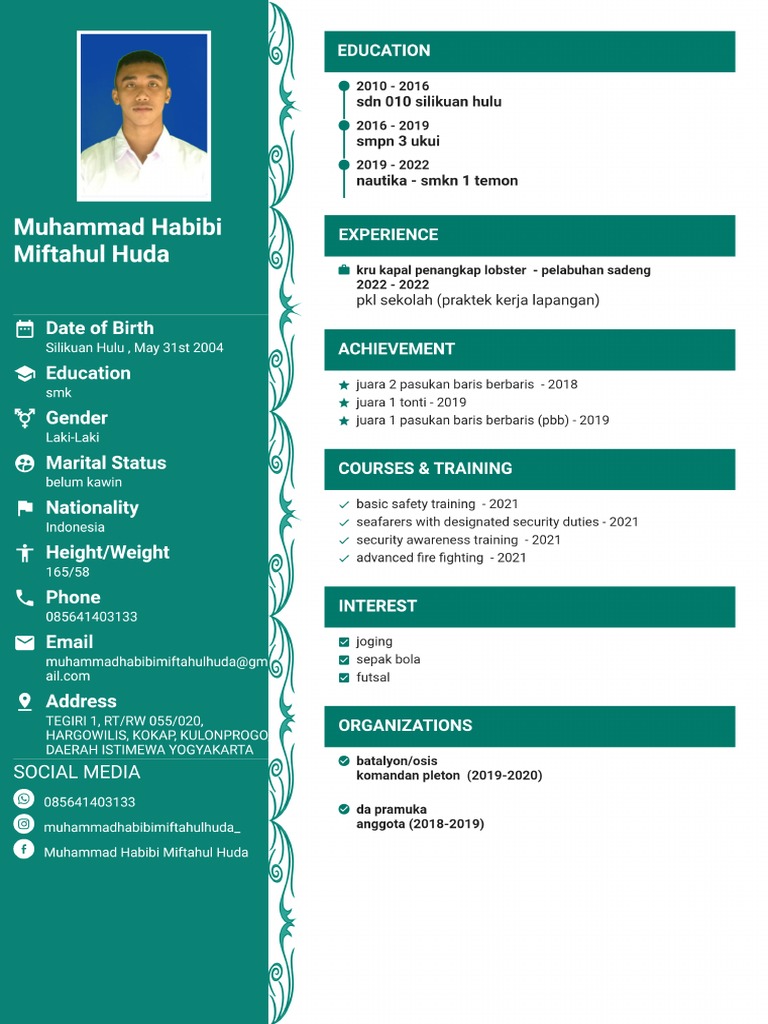 CV Muhammad Habibi Miftahul Huda. | PDF