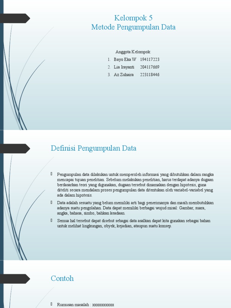 Kel.5 Metode Pengumpulan Data | PDF | Karier & Perkembangan | Sains ...