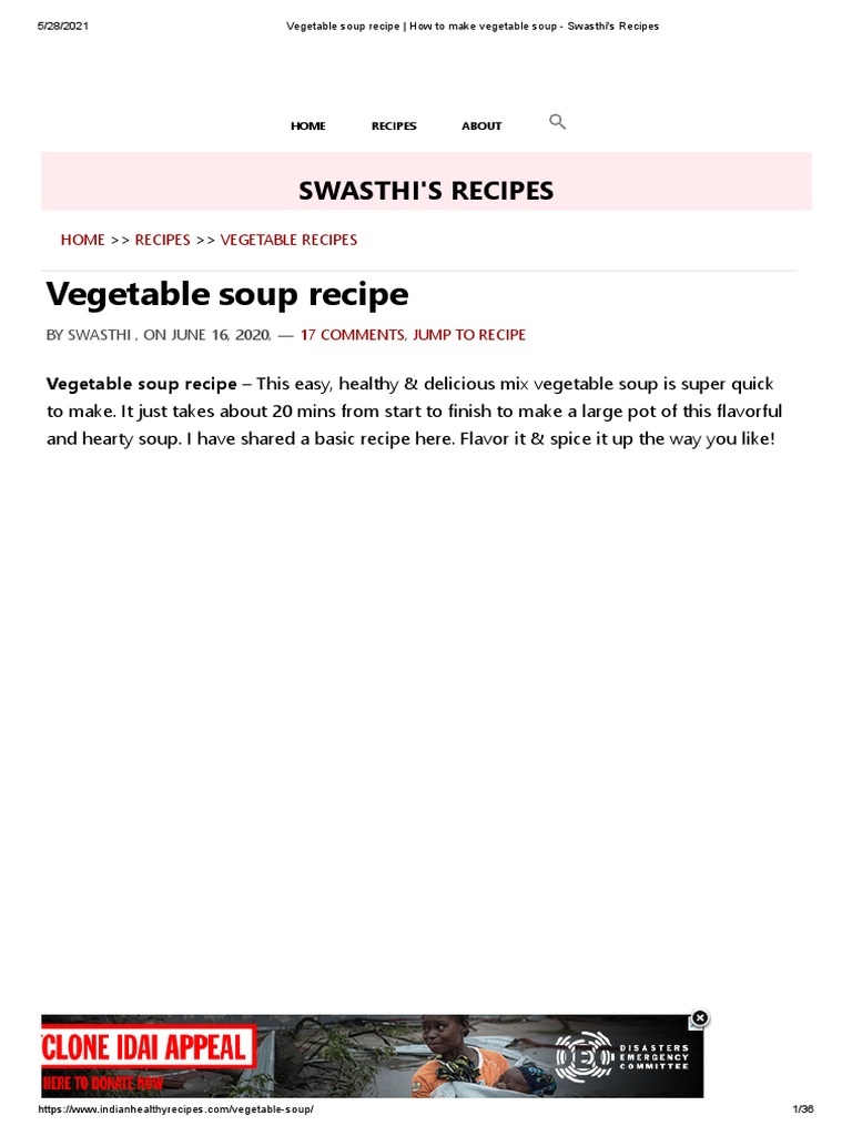 Vegetable Soup Recipe - How To Make Vegetable Soup - Swasthi's Recipes ...