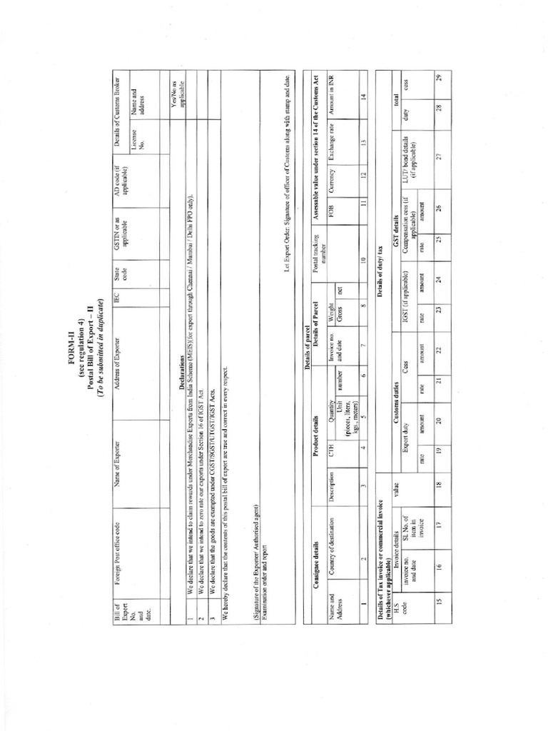 Postal Bill of Export-II | PDF