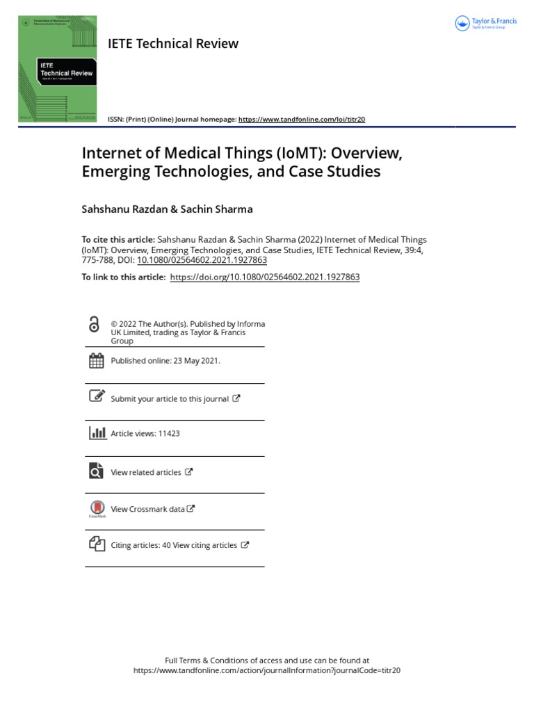 Internet of Medical Things IoMT Overview Emerging Technologies and Case Studies | PDF | Internet ...