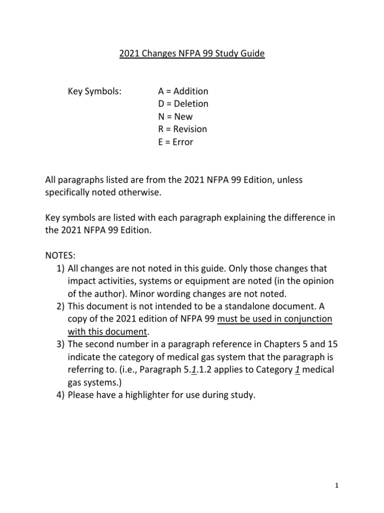 MGA NFPA 99 2018 To 2021 Study Guide 1 1 | PDF | Manufactured Goods ...