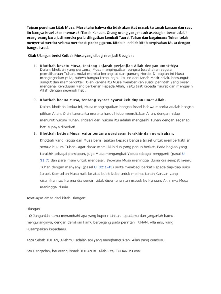 Tujuan Penulisan Kitab Musa | PDF