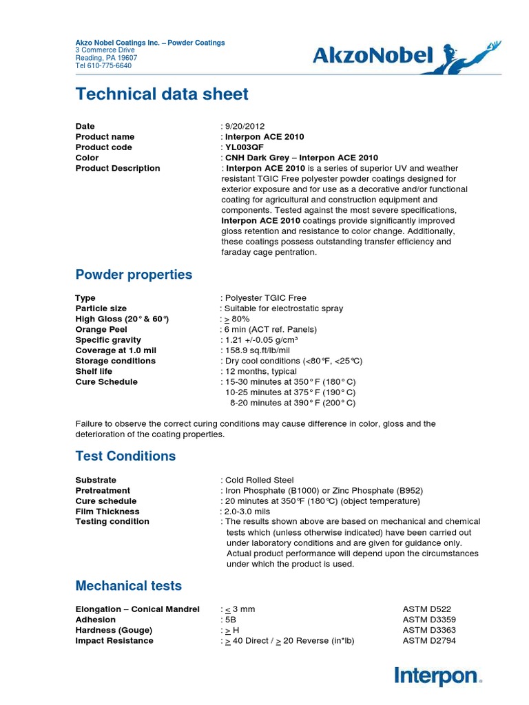 AkzoNobel - YL003QF - Interpon ACE 2010 | PDF | Metals | Applied And Interdisciplinary Physics