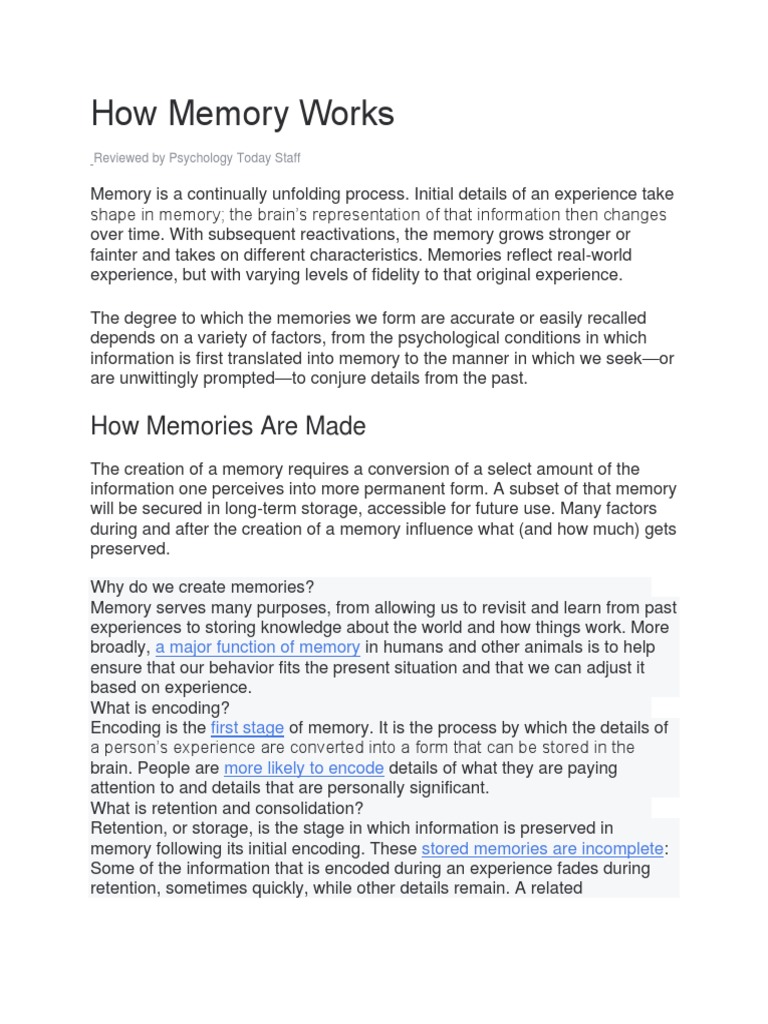 Memory | PDF | Memory | Recall (Memory)